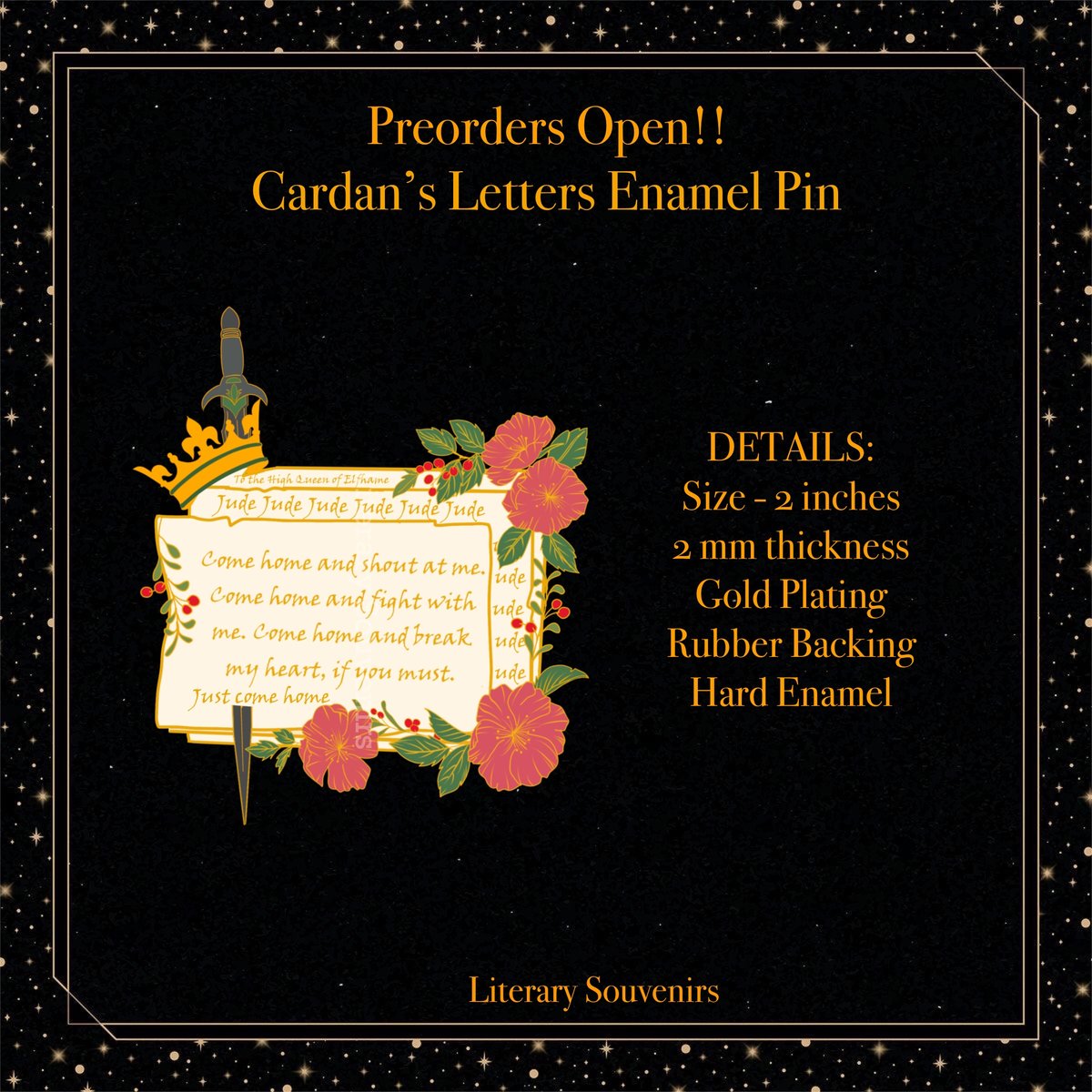 Cardan’s Letters to Jude Enamel Pin | LiterarySouvenirs2