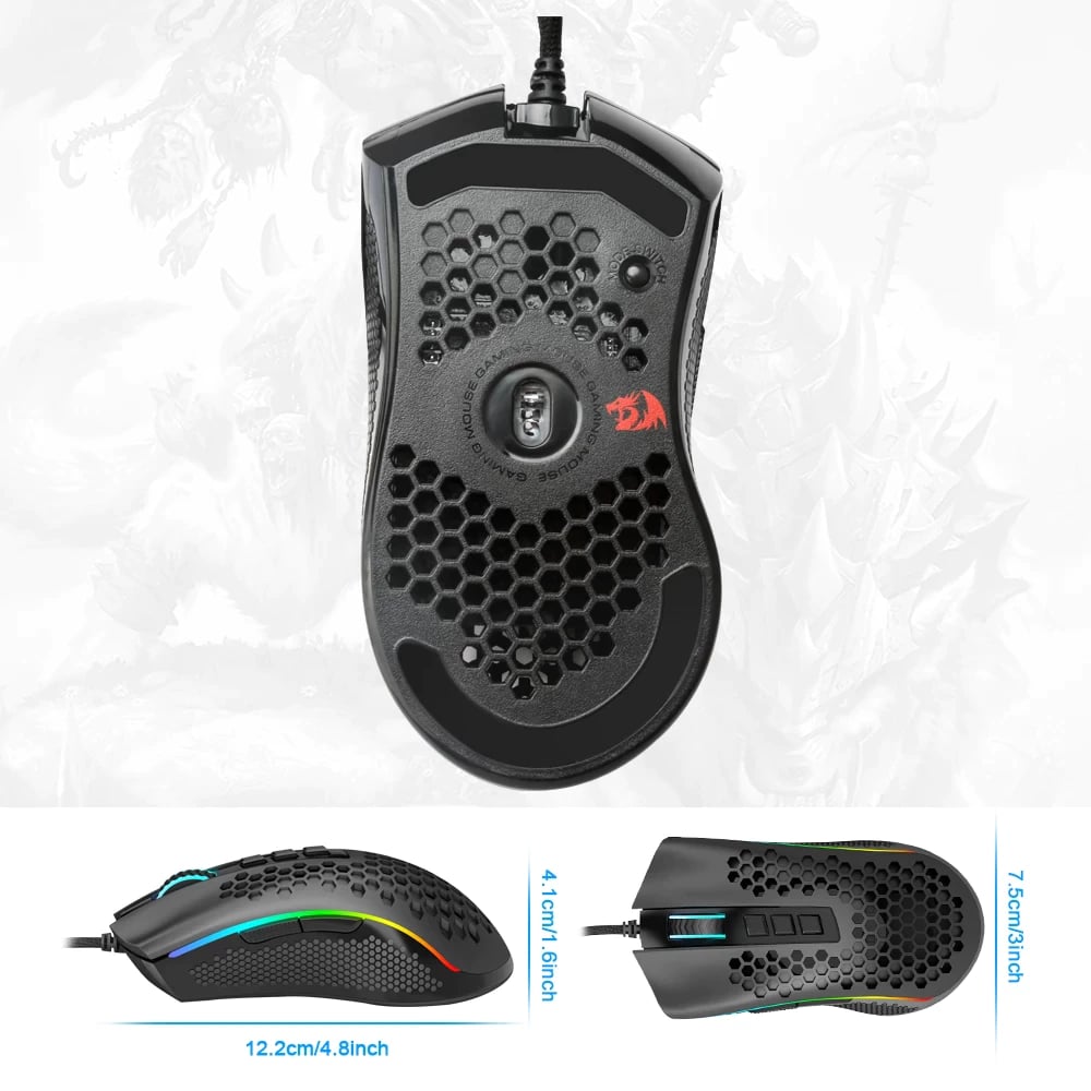 Redragon Storm M808 US wired RGB Gaming Mouse 12400 DPI programmable ...