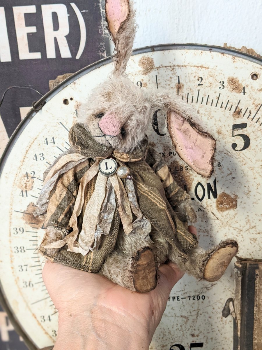 Lapin (french for Rabbit) - 11" Cream Mohair Rabbit French Ticking Coat ...
