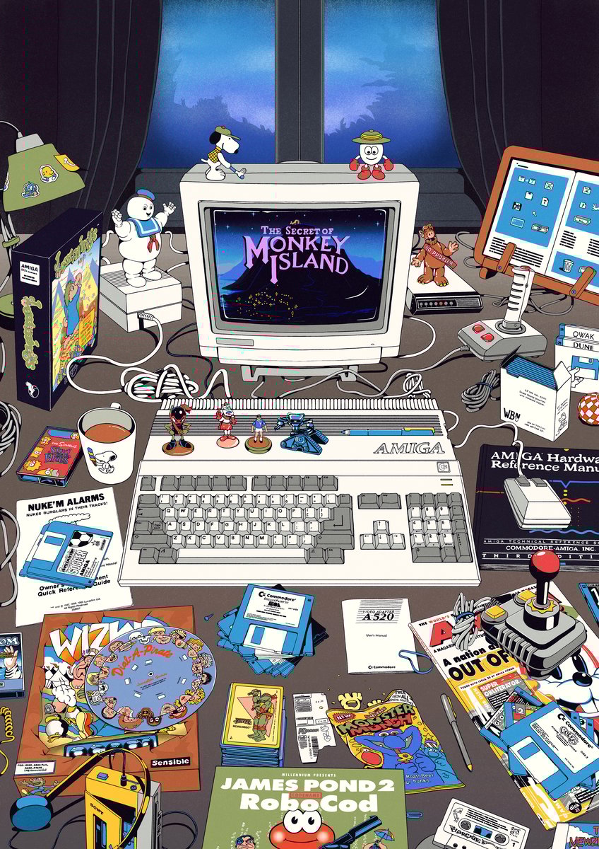 Monkey Island Amiga Illustrated Poster | Stephen Maurice Graham