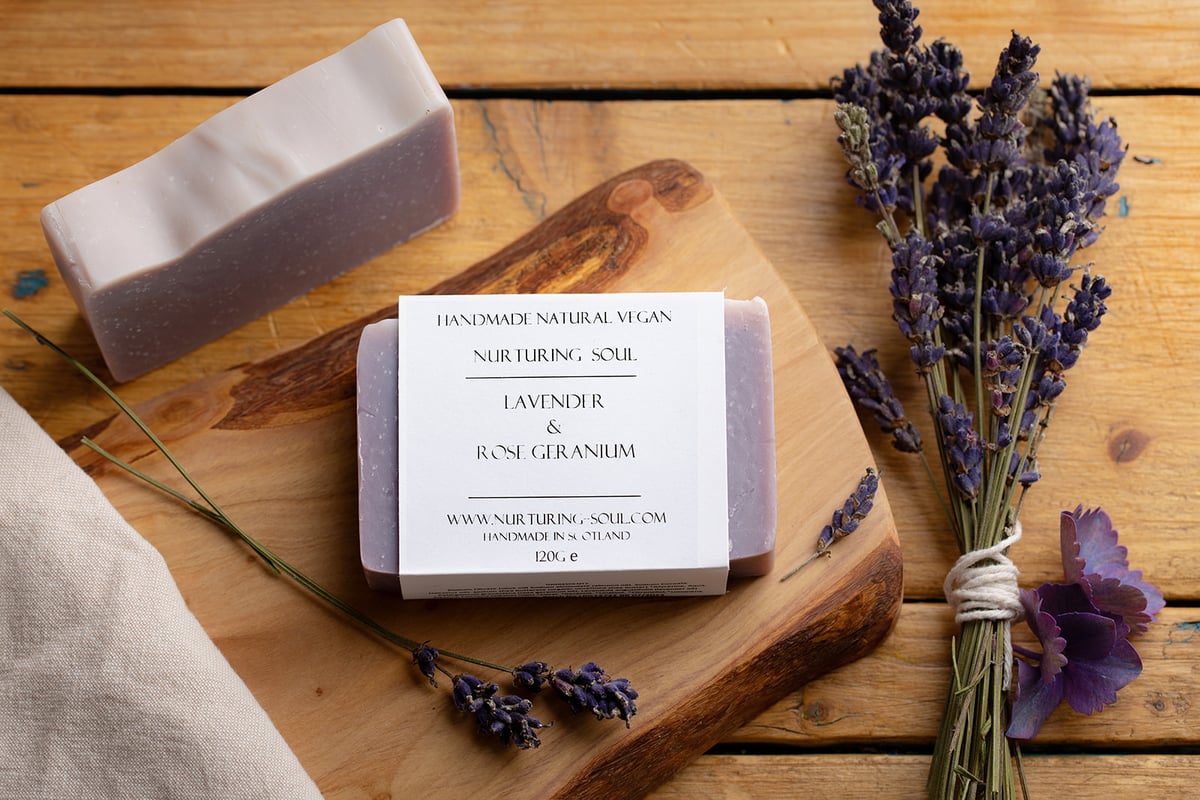 Lavender & rose geranium soap | Nurturing Soul