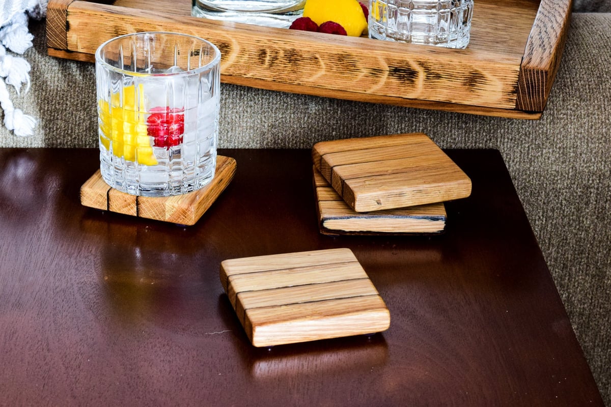 Bourbon Barrel Coaster Set | Toasted Oak Studio