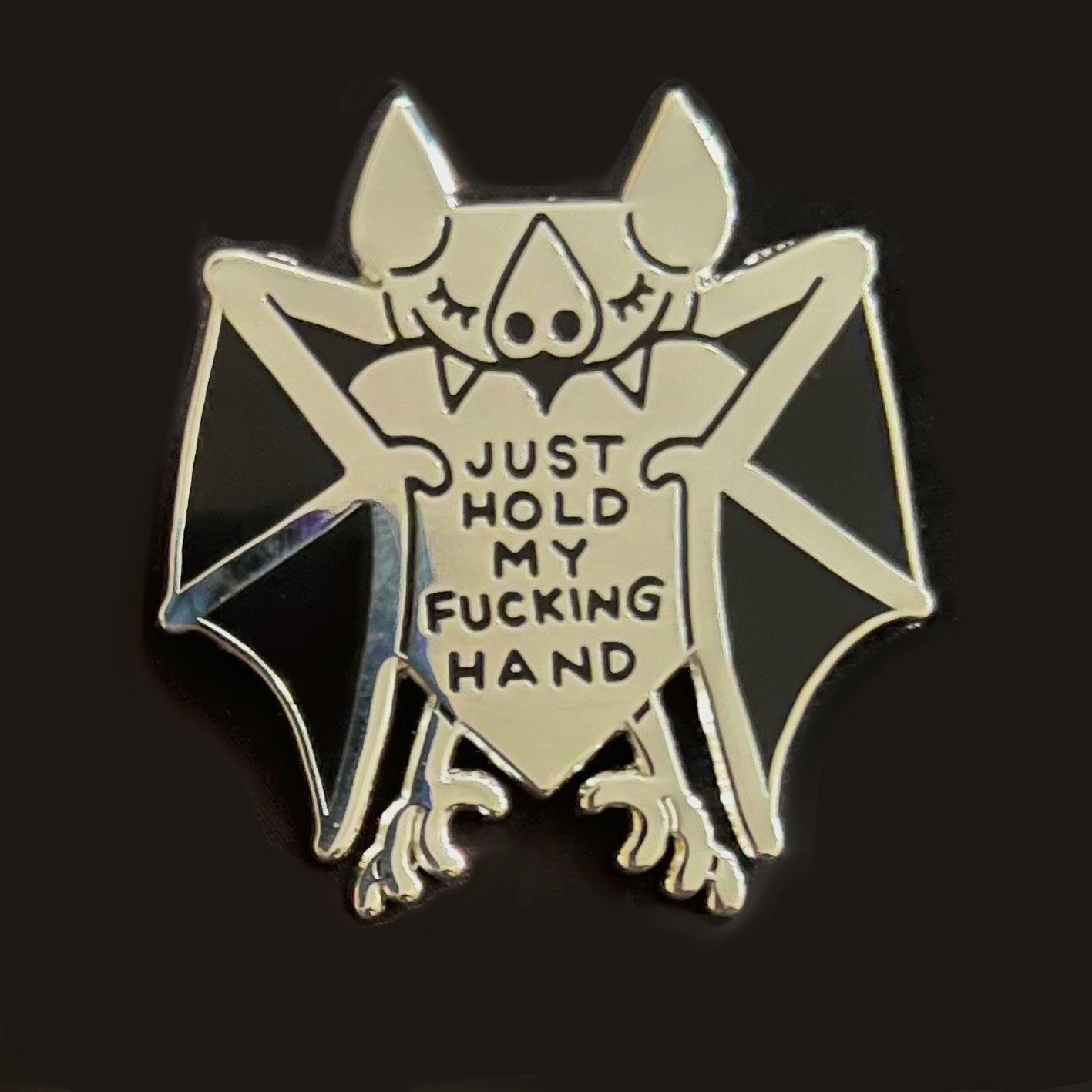 hold my hand hard enamel pin / bad vibes by matt darling