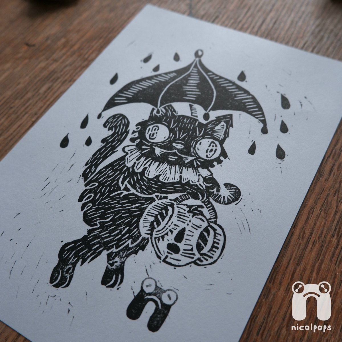 Superstitions Lino Print A5 | Nicolpops