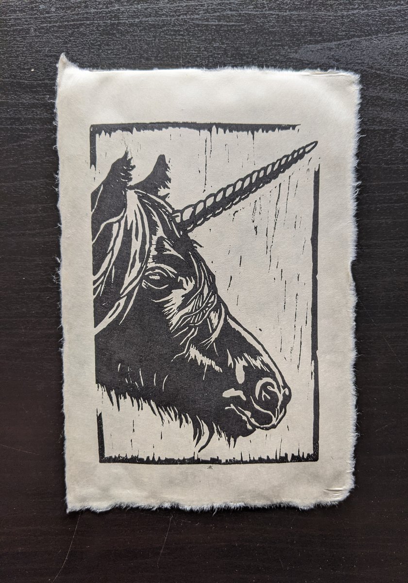 Unicorn block print | Cosmic Devil Art