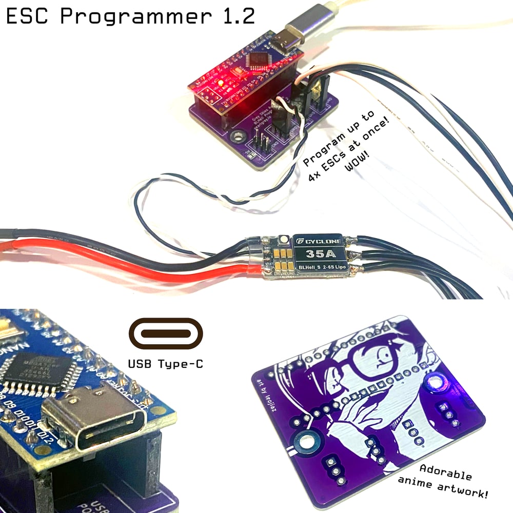 ESC Programmer USB-C (AM32 / BLHeli_S / BLHeli_32) | Grey Skies ...