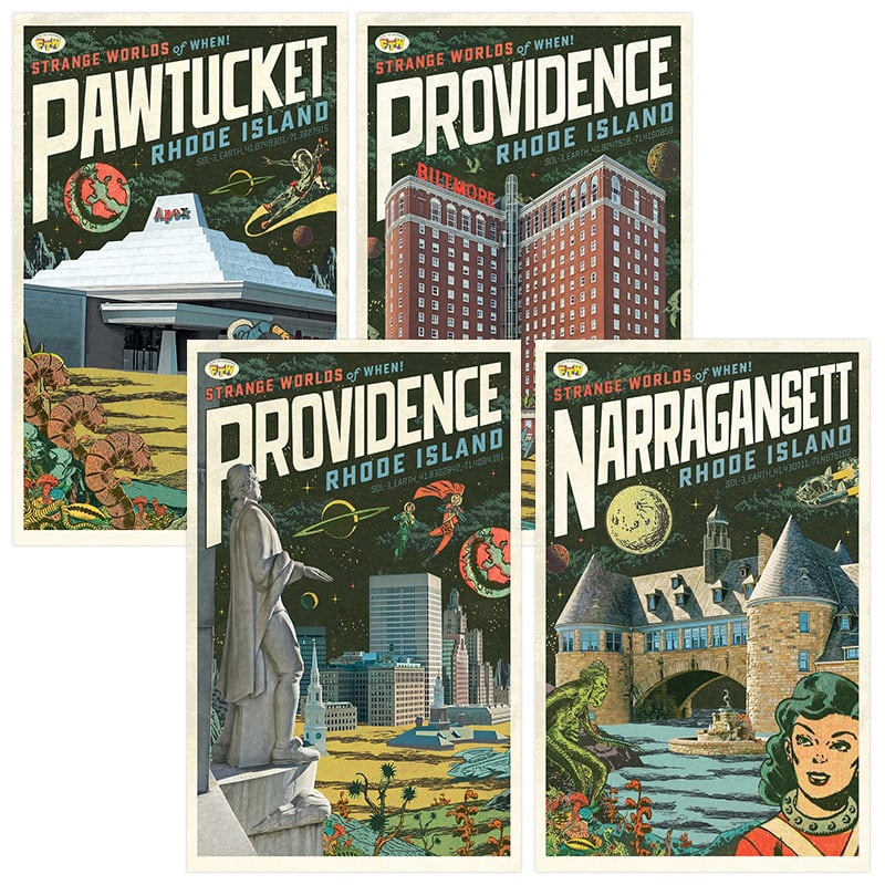 Strange Worlds of When! Series 3 – 11 x 17 Print, Set of 4 | Fun to Wonder