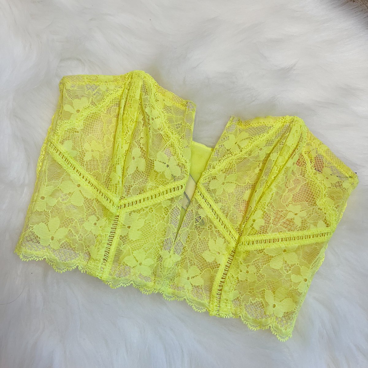 Sizes XS & M/L - Victoria’s Secret Yellow Mesh Lace Bustier Top ...