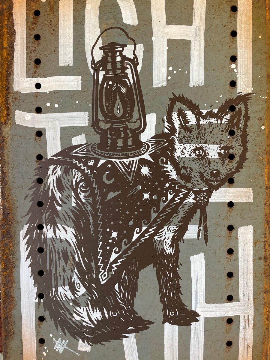 Light the Path with Graffiti Background on Reclaimed Metal / Andy Herod