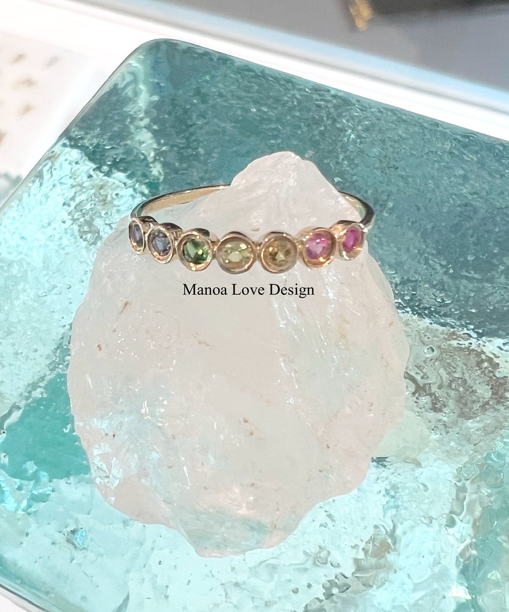 14k solid gold Hawaii rainbow color ring | Manoa Love Design