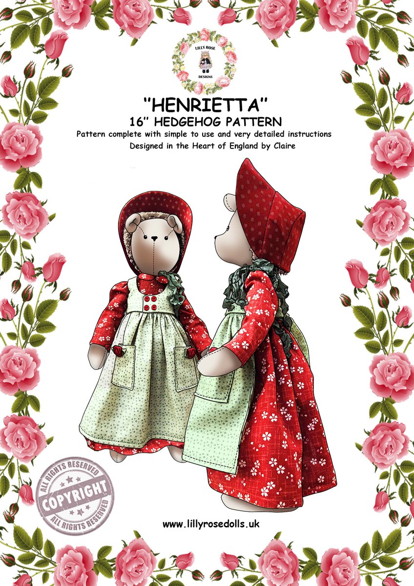 Henrietta the Hedgehog 16 inch sewing pattern, with full instructions UK Made | LillyRoseDolls