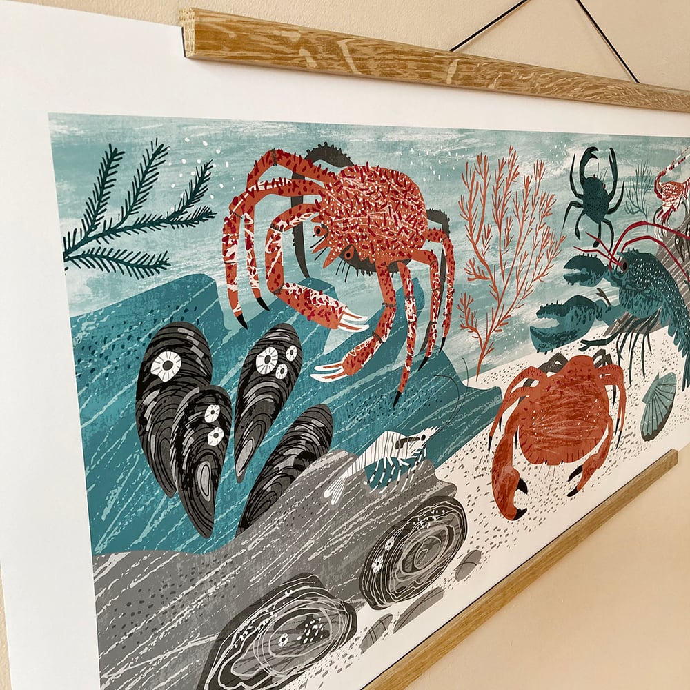 Cornwall Shellfish Panoramic Print | mattillustration