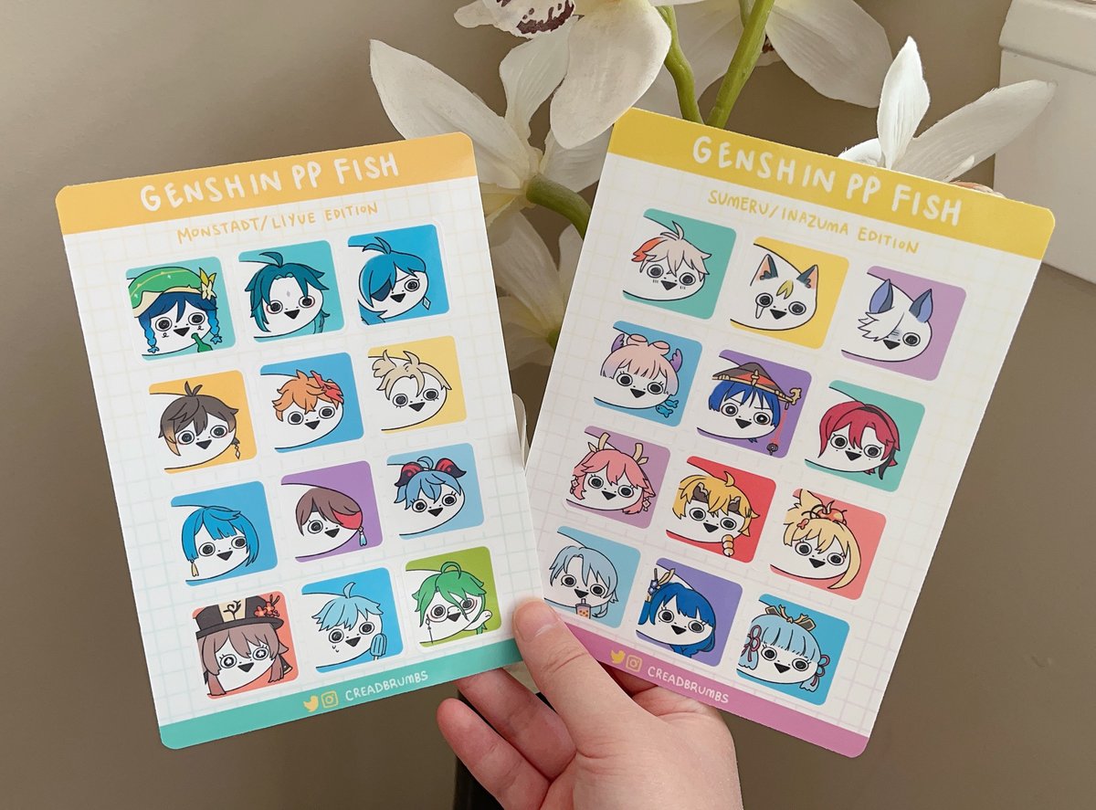 Genshin PP Fish Sticker Sheet | creadbrumbs