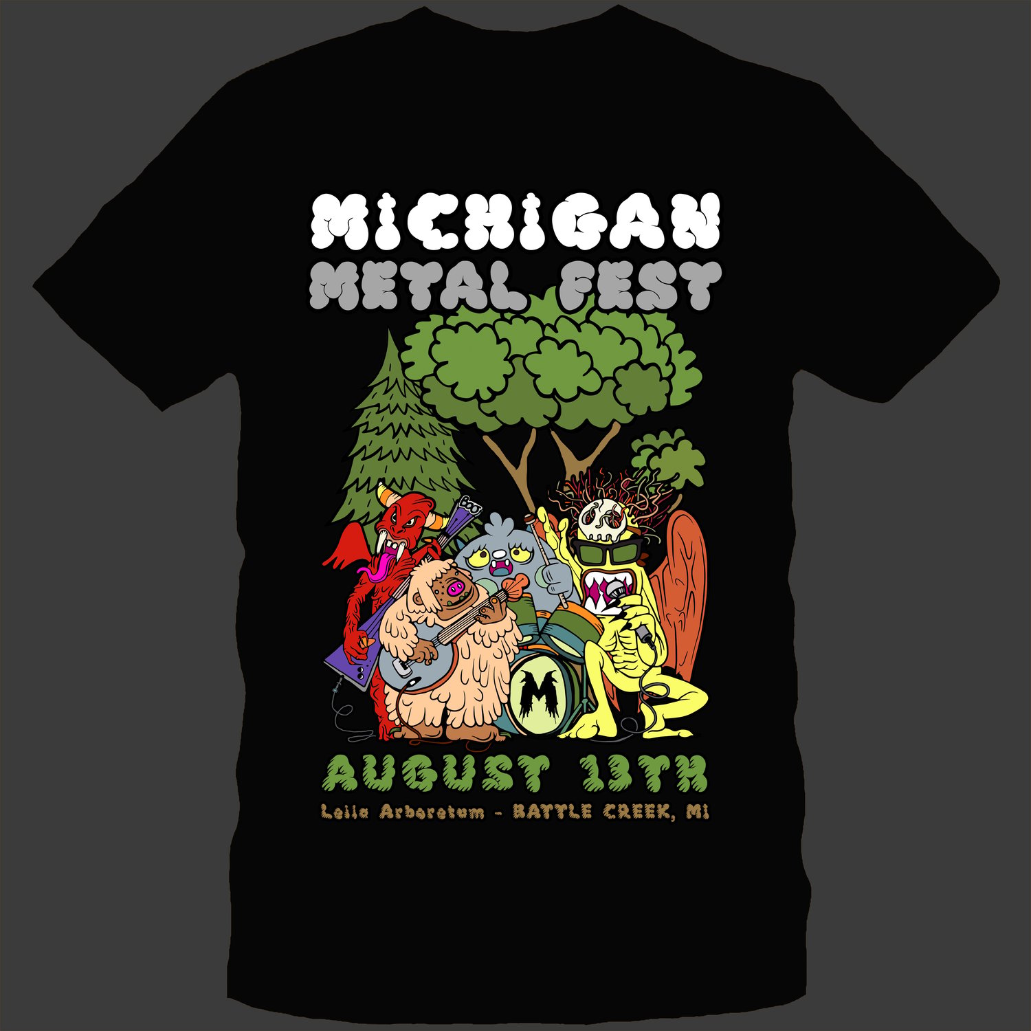 MMF 2022 Cartoon Band T-shirt | Michigan Metal Fest Store