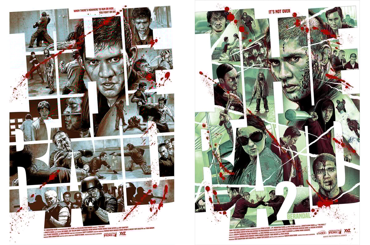The Raid / The Raid 2:Berandal 24x36" 5 colour screen print numbered ...