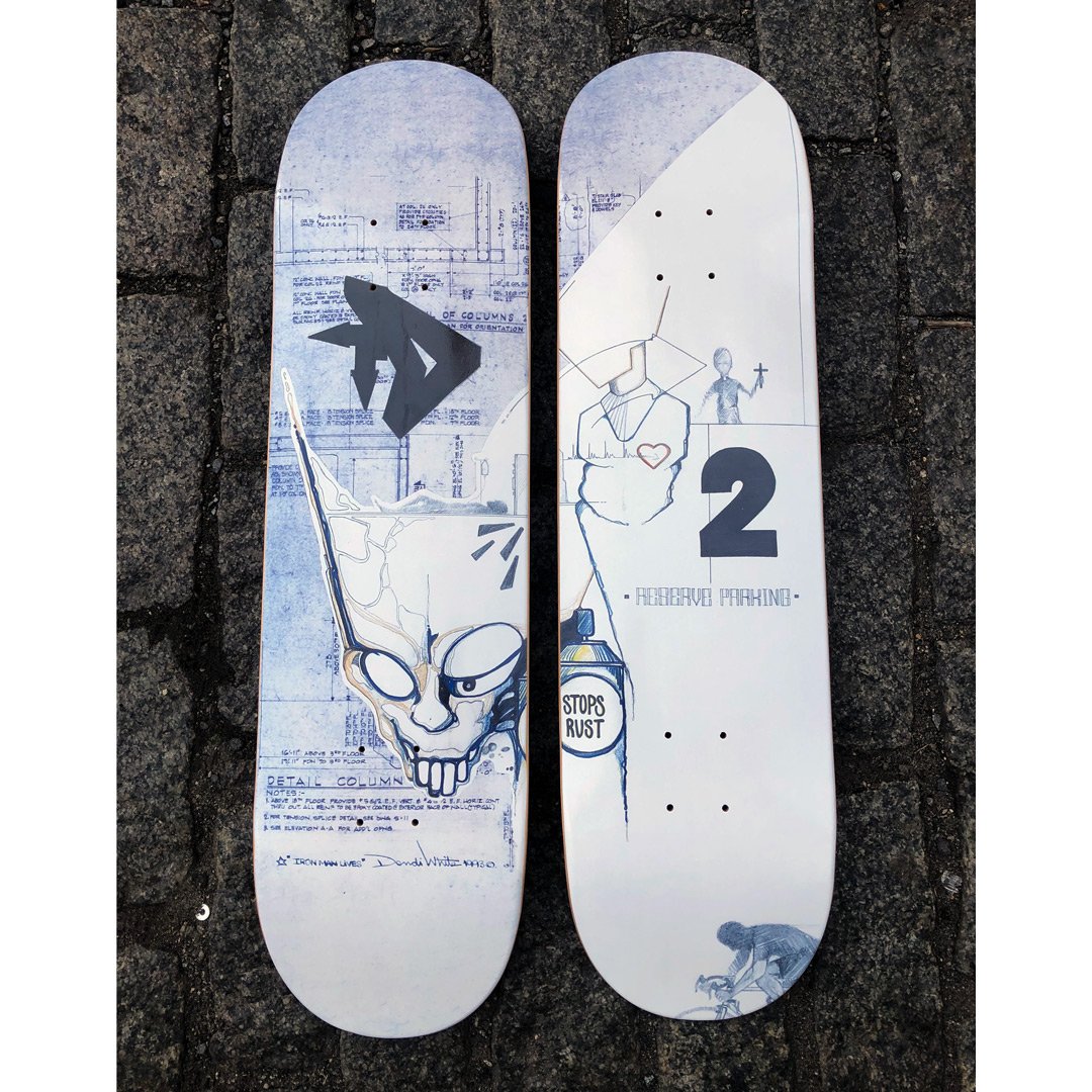 DONDI WHITE GRAFFITI SKATEBOARD DECK DIPTYCT IRON MAN LIVES ...