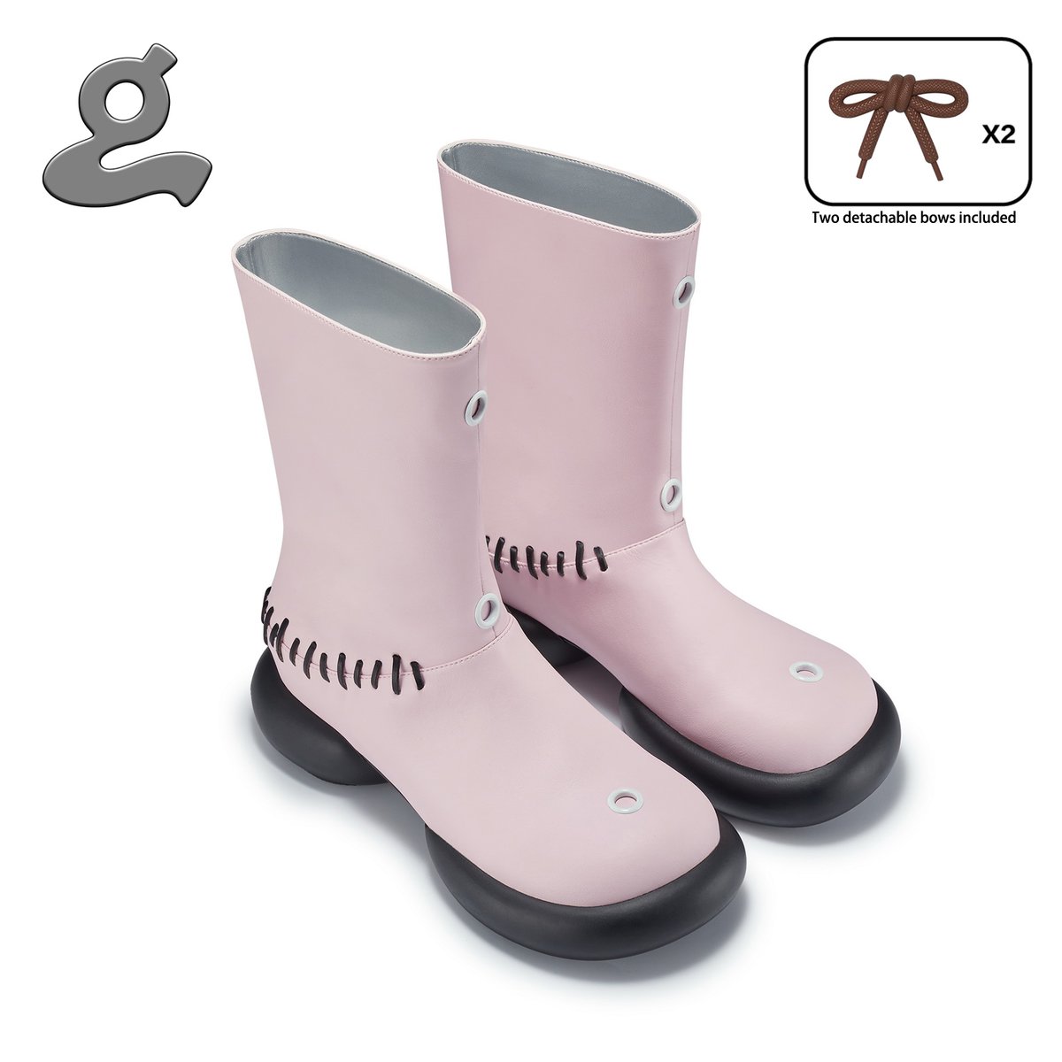 Pink Detachable Bow Boots | GRAPE