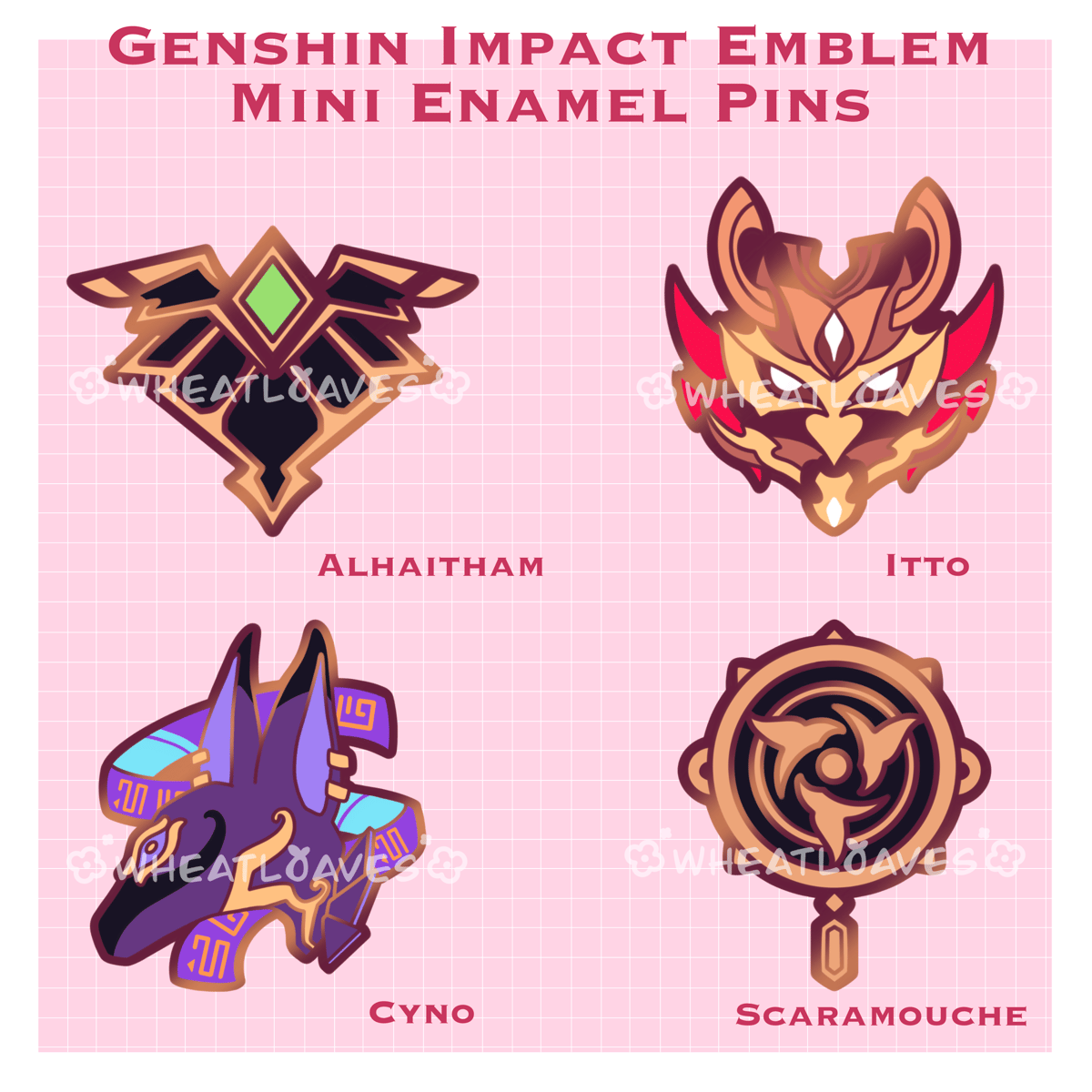 [LAST CHANCE] Genshin Impact Emblem Mini Enamel Pins Vol 7 | Wheatloaves