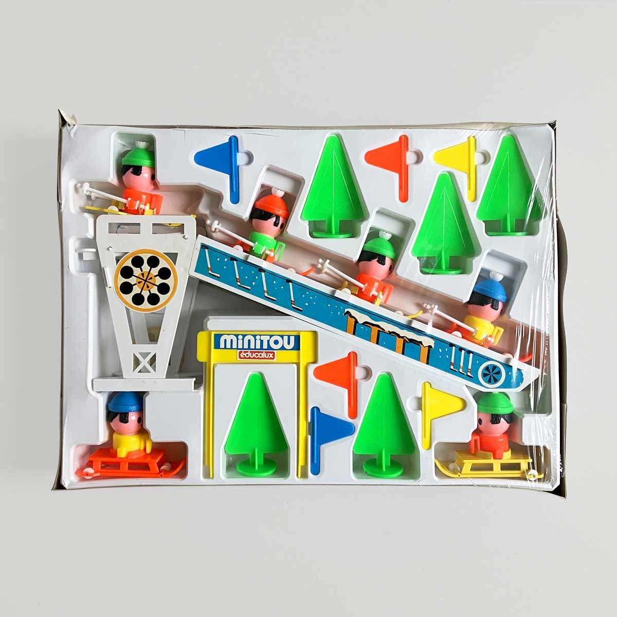 Boîte minitou skieurs Educalux stock neuf années 80 | rocket lulu