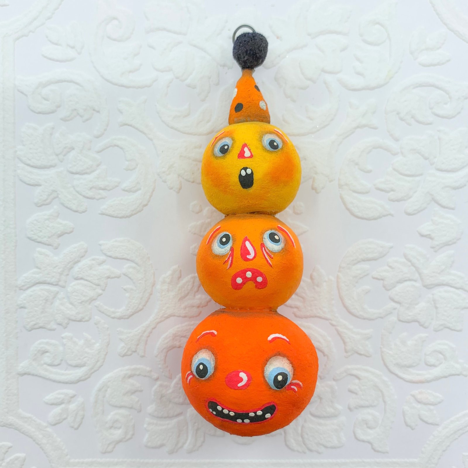Colorful Triple Jack O' Lantern Stack I | Spun Cotton Ornament Co.