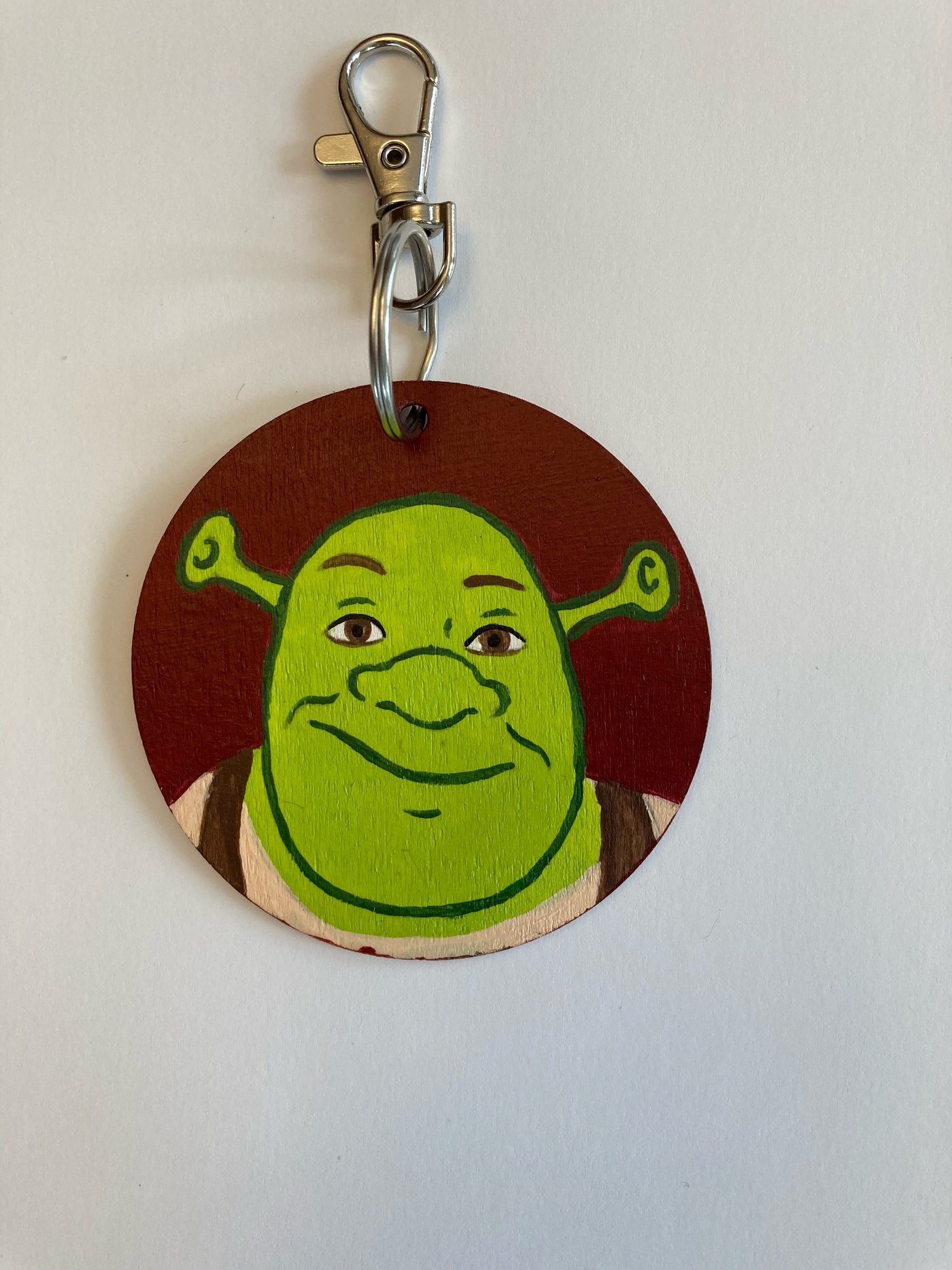 Shrek hand painted wooden keychain | MidnightFirefliesArt