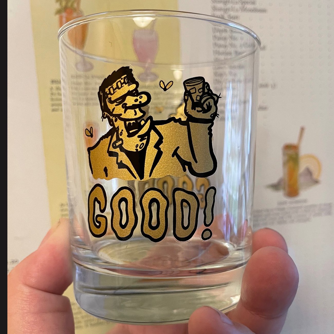 Frankenstein GOOD! 12oz Gold Old Fashioned Cocktail Glass | The Black ...