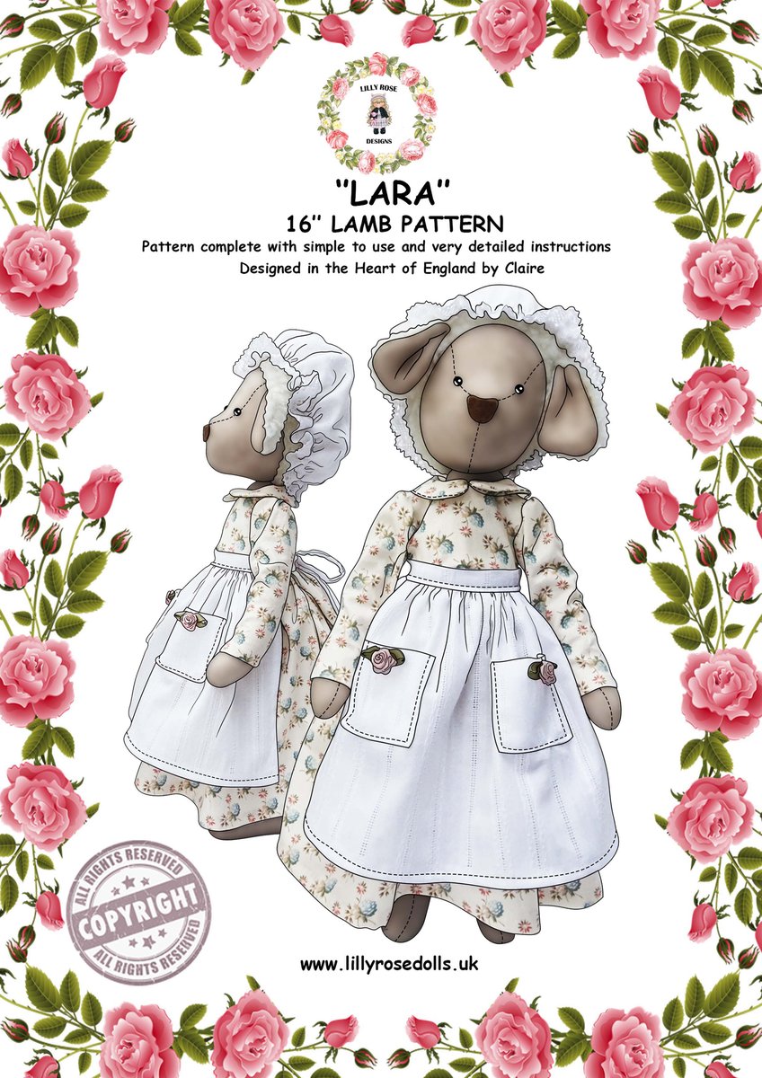 Lara the Lamb 16 inch sewing pattern with full instructions made in UK ...