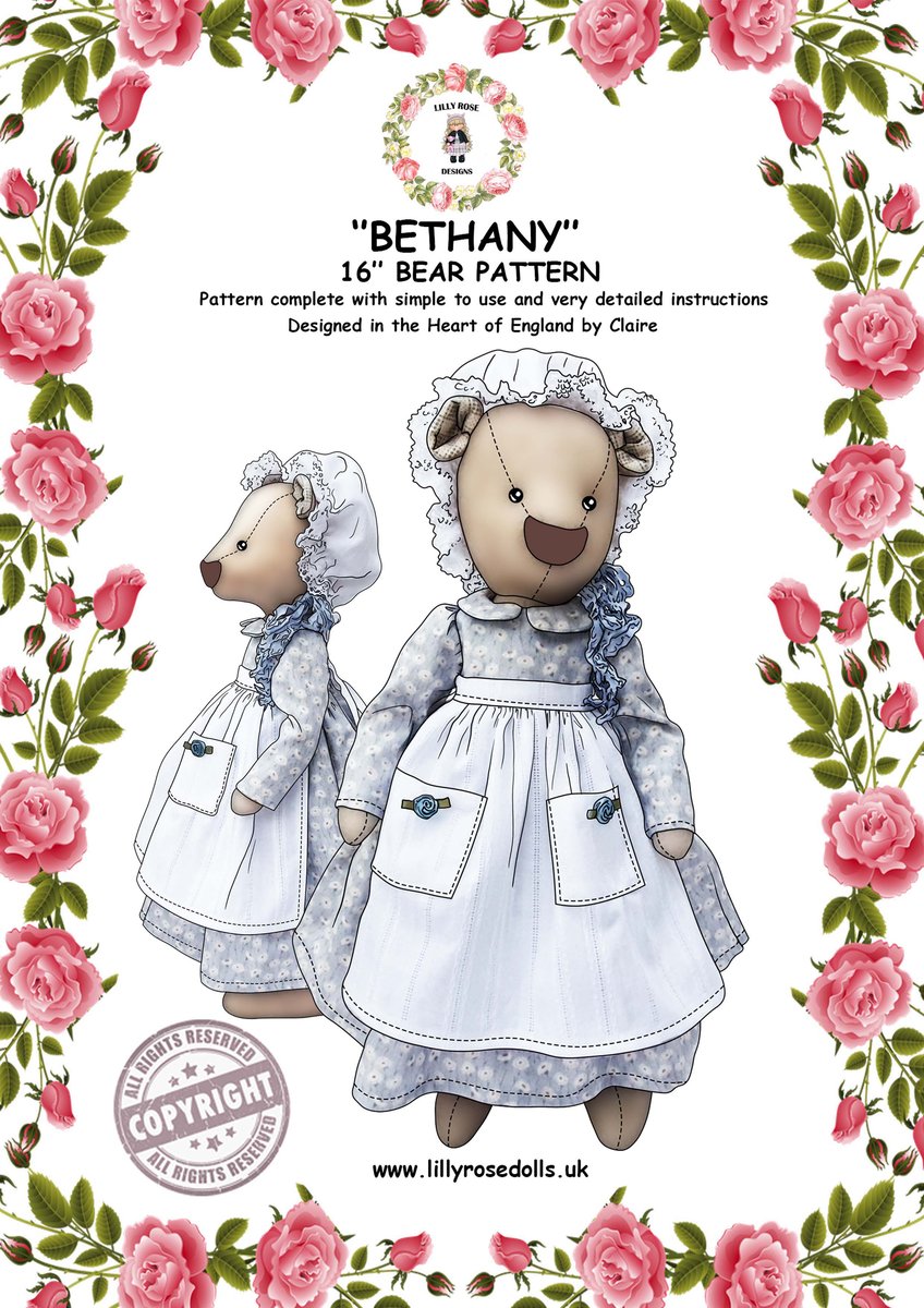 BETHANY the Bear 16 inch sewing pattern, with full instructions made in ...