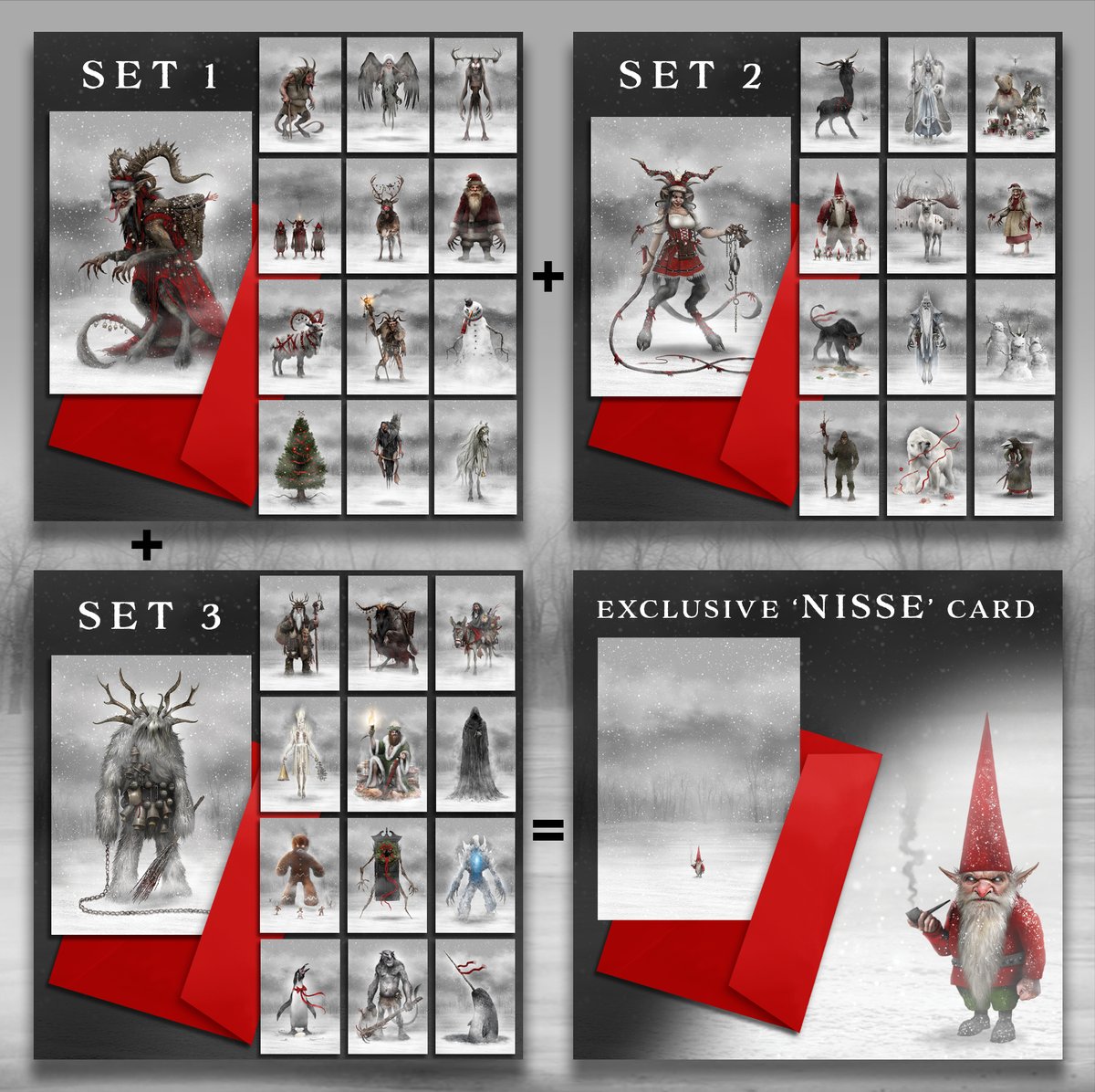 ALL 3 CREEPY CHRISTMAS CARD SETS! | Mister Sam Shearon