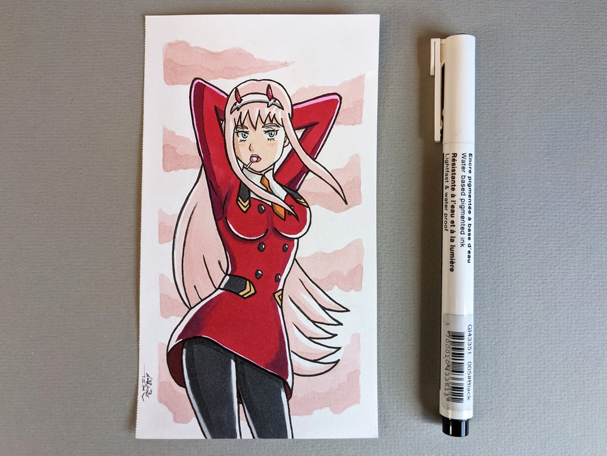 Zero Two - Dessin Original - Fanart - Signé | ZaxelArt Store