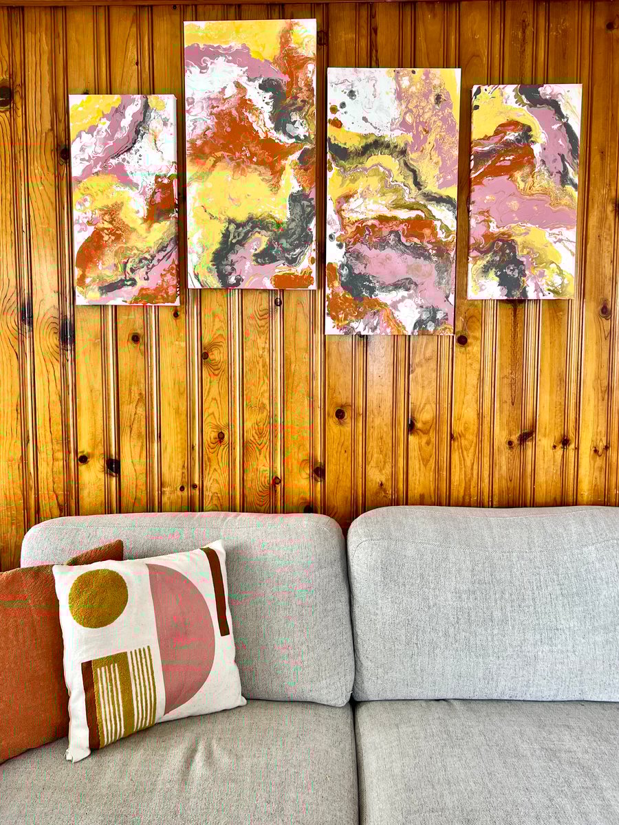 Four Panel Abstract Painting | Tiffany Tass Art