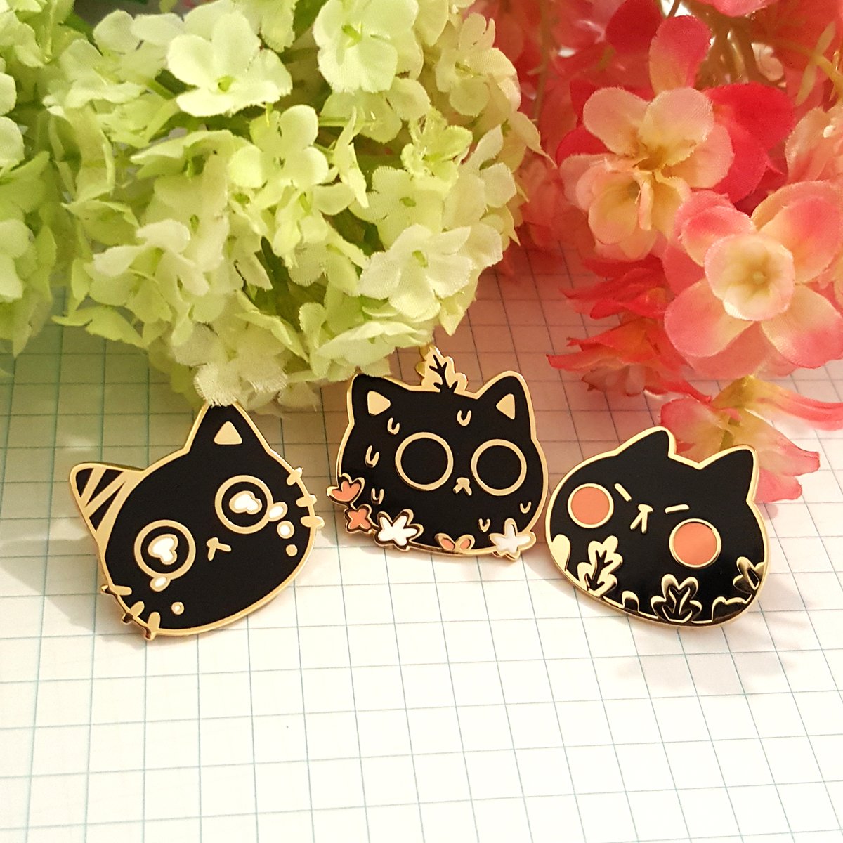 Cat Face Enamel Pins | pengunoodle