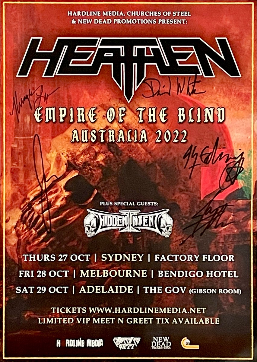 Australian Tour 2022 Poster (Size A3 - Autographed) | Heathen ...