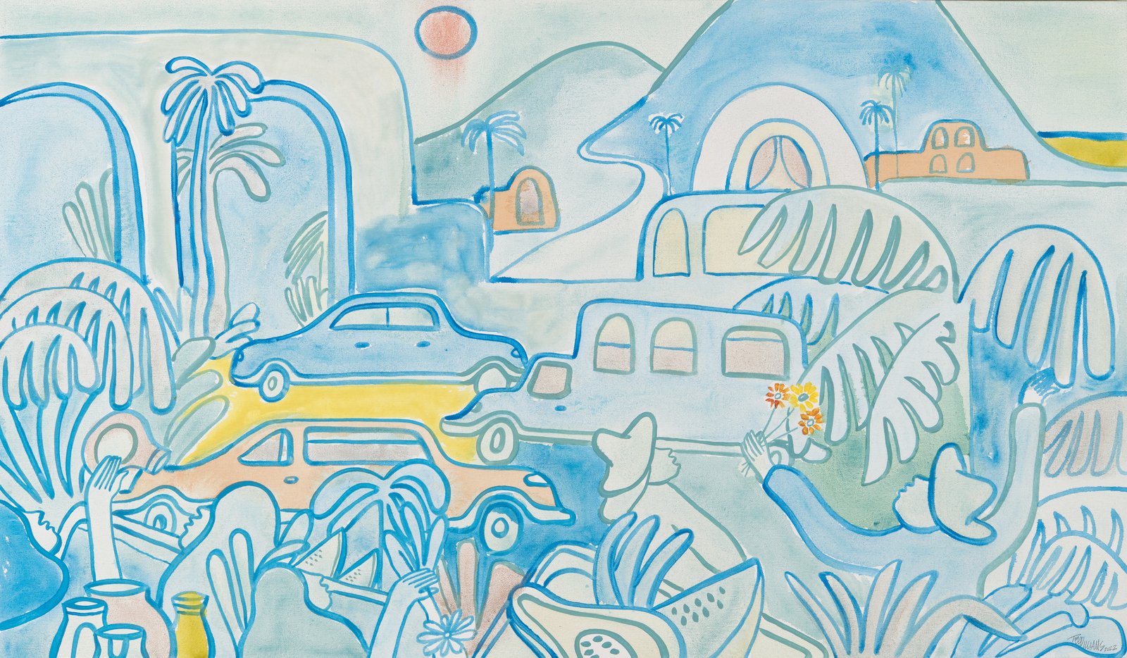 Flowers Amongst the Traffic- Ty Williams Limited Edition 28X48 XL Rolled Canvas Print | Imagine