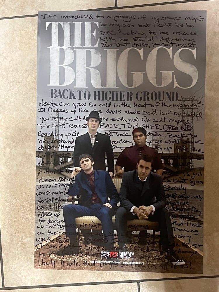 $10 off Hand-written Lyrics Back To Higher Ground on poster | The Briggs