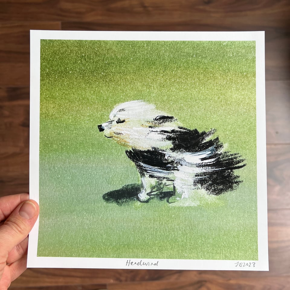 Windy Dogs - 30x30cm Giclee Print | Jenny Bloomfield Illustration