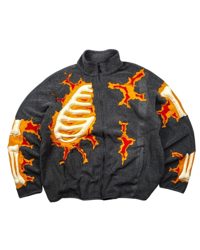 Reworked 1 of 1 3D Puff Bones Fleece Zip Size XXL | konkrite market