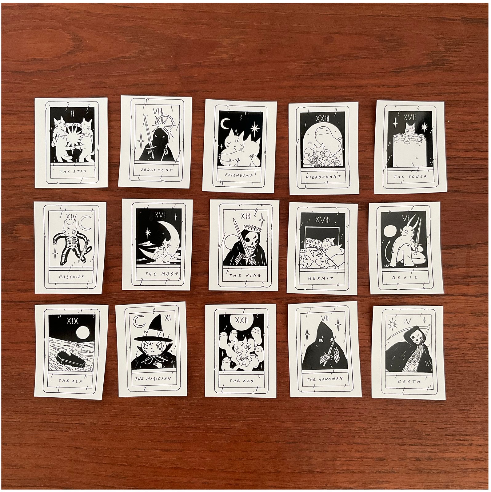 B&W Tarot Sticker Set / Deth P. Sun