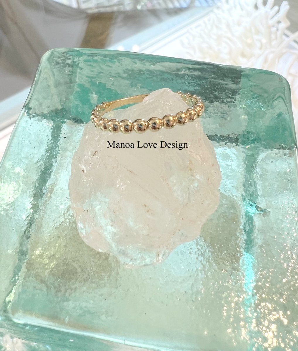 14k solid gold stackable beaded ring | Manoa Love Design