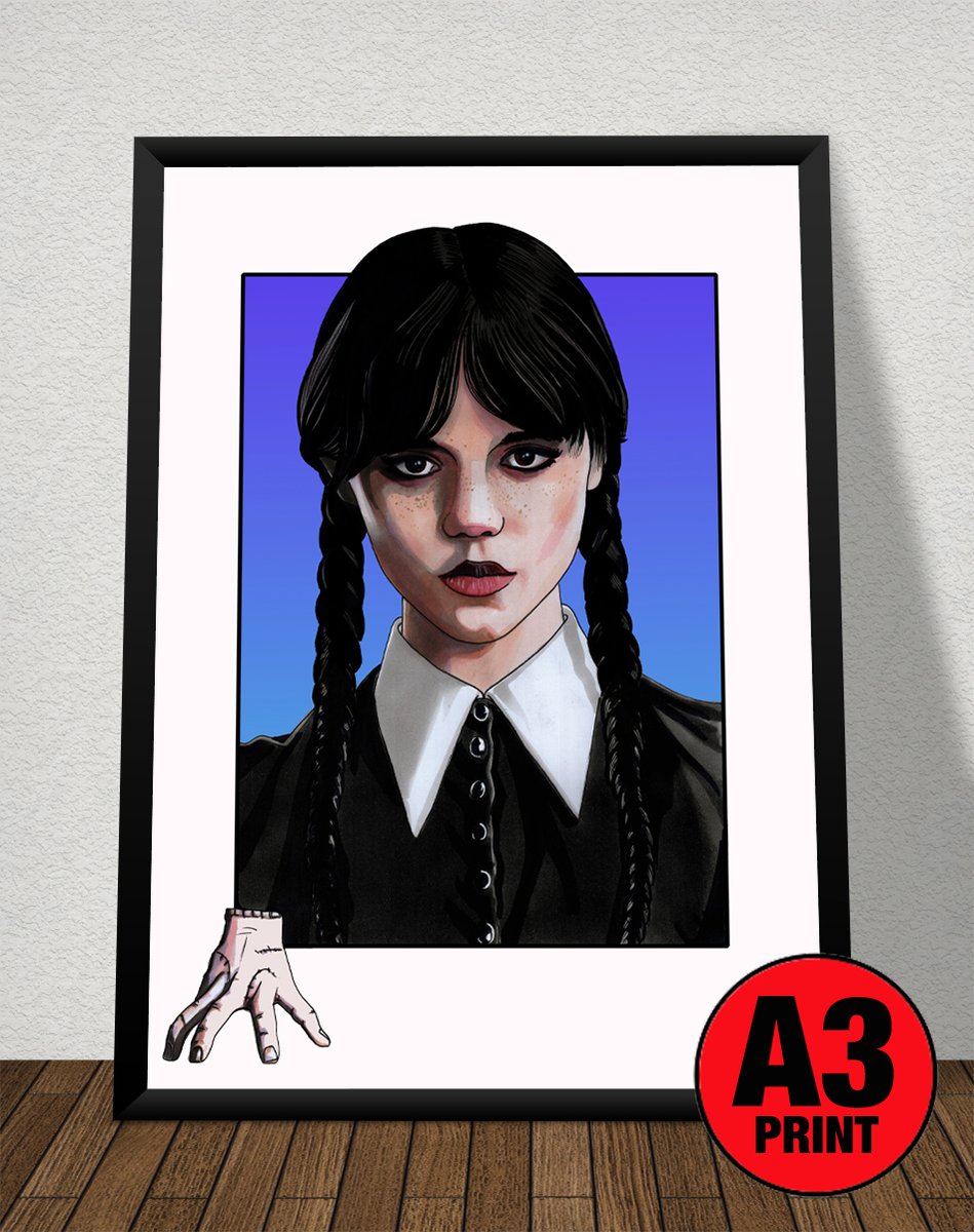 Wednesday 'Wednesday & Thing' A3 (16" x 12") Signed Print Comic Style ...