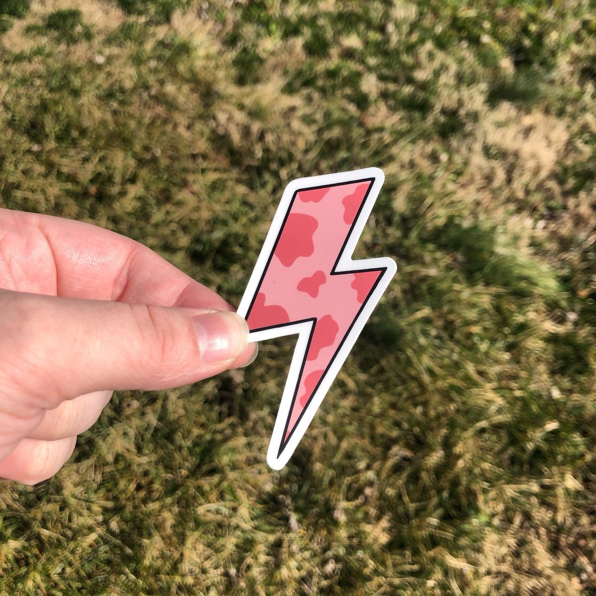 Pink Cow Lightening Sticker | A & J Designs