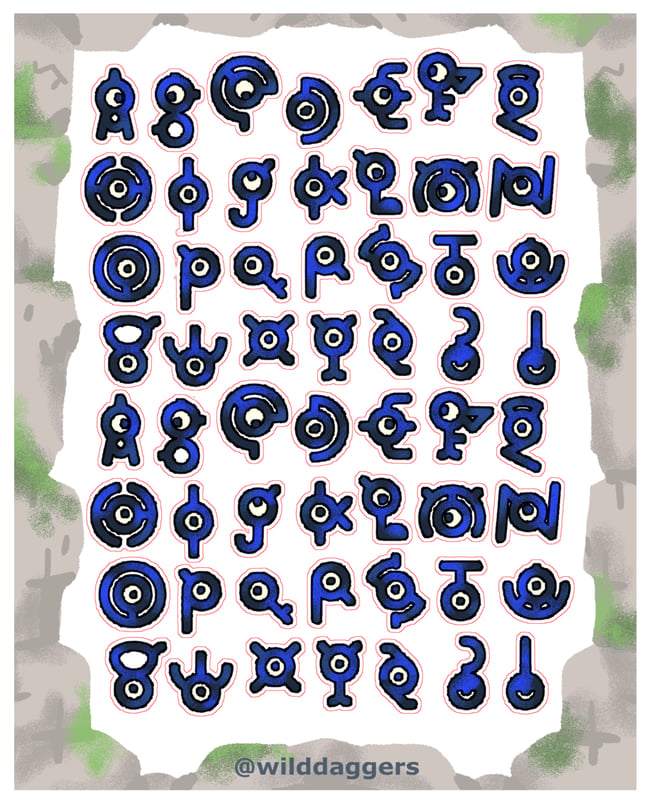 Unown Alphabet Sticker Sheet | wilddaggers