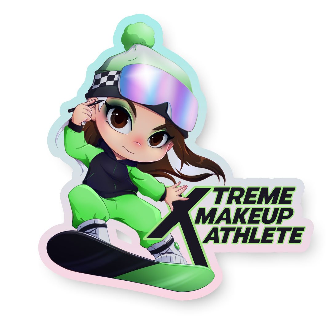 HOLOGRAPHIC Xtreme Makeup Athlete Snowboarding Sticker | mcroft07