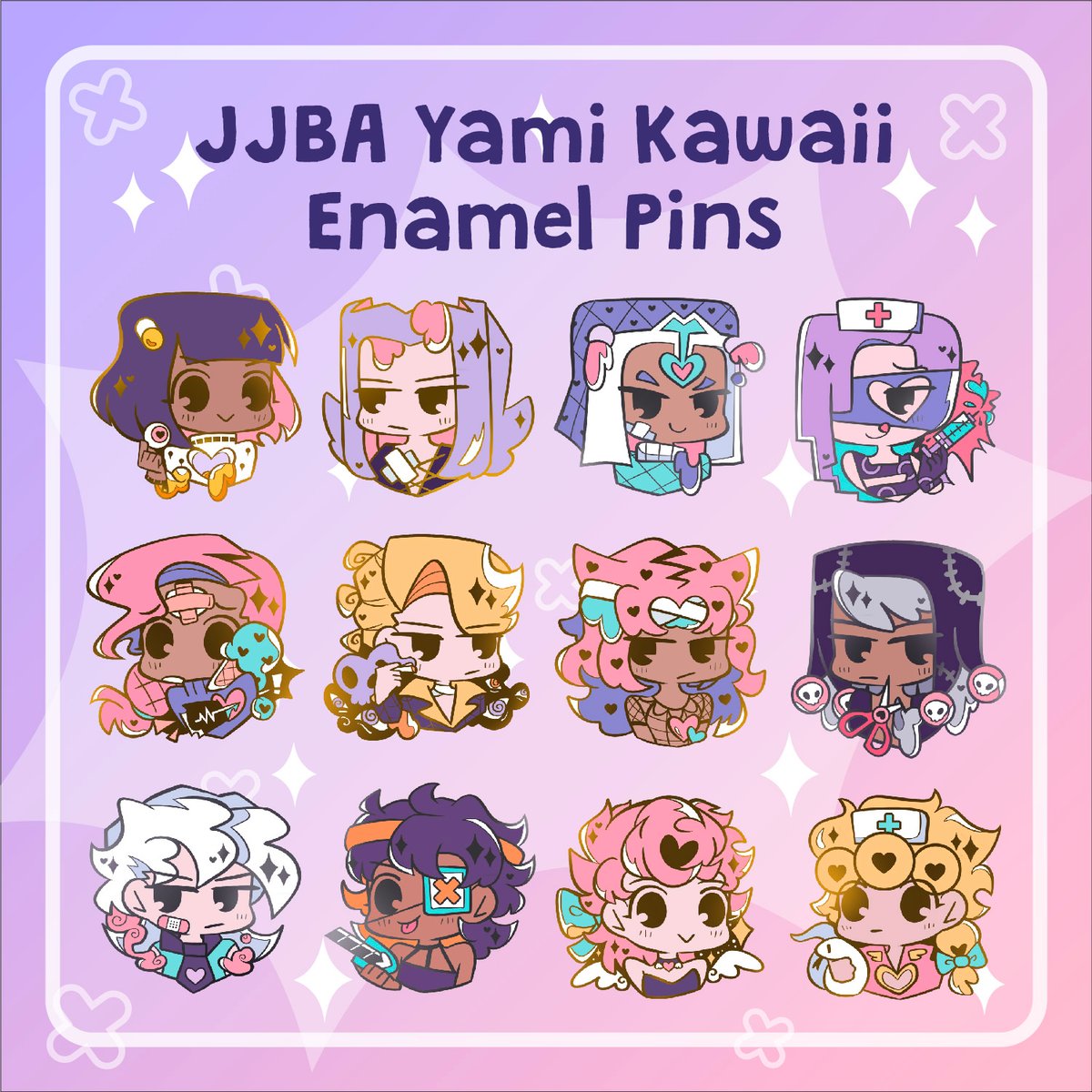 JJBA Yami Kawaii Vento Aureo - Enamel Pins | chaotixcanvas