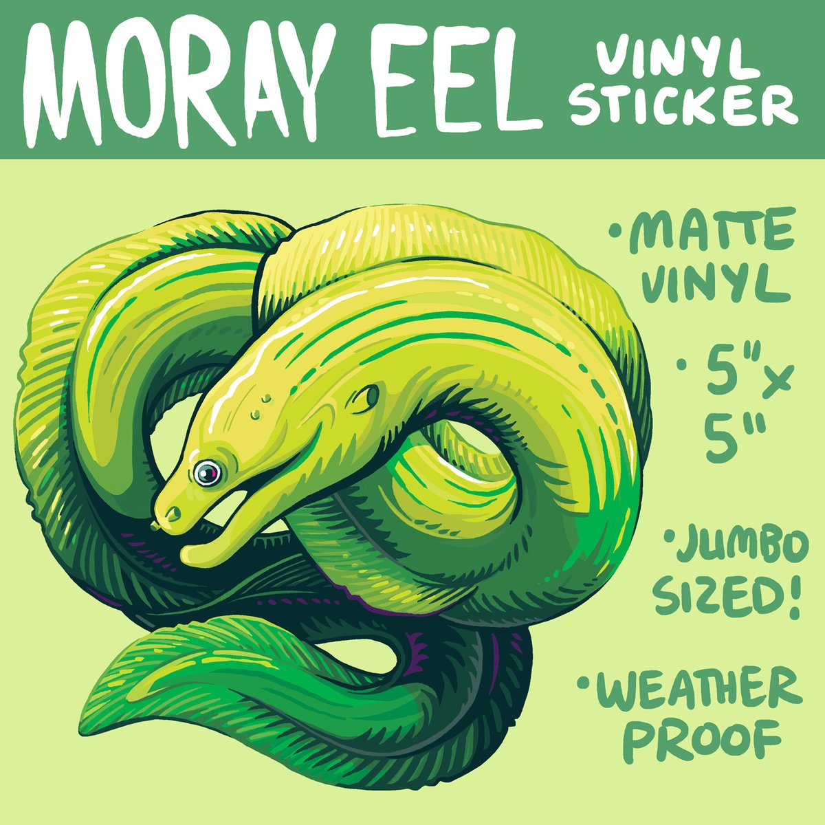 Moray Eel sticker | Mad Rupert's Comics Emporium + Sticker Store