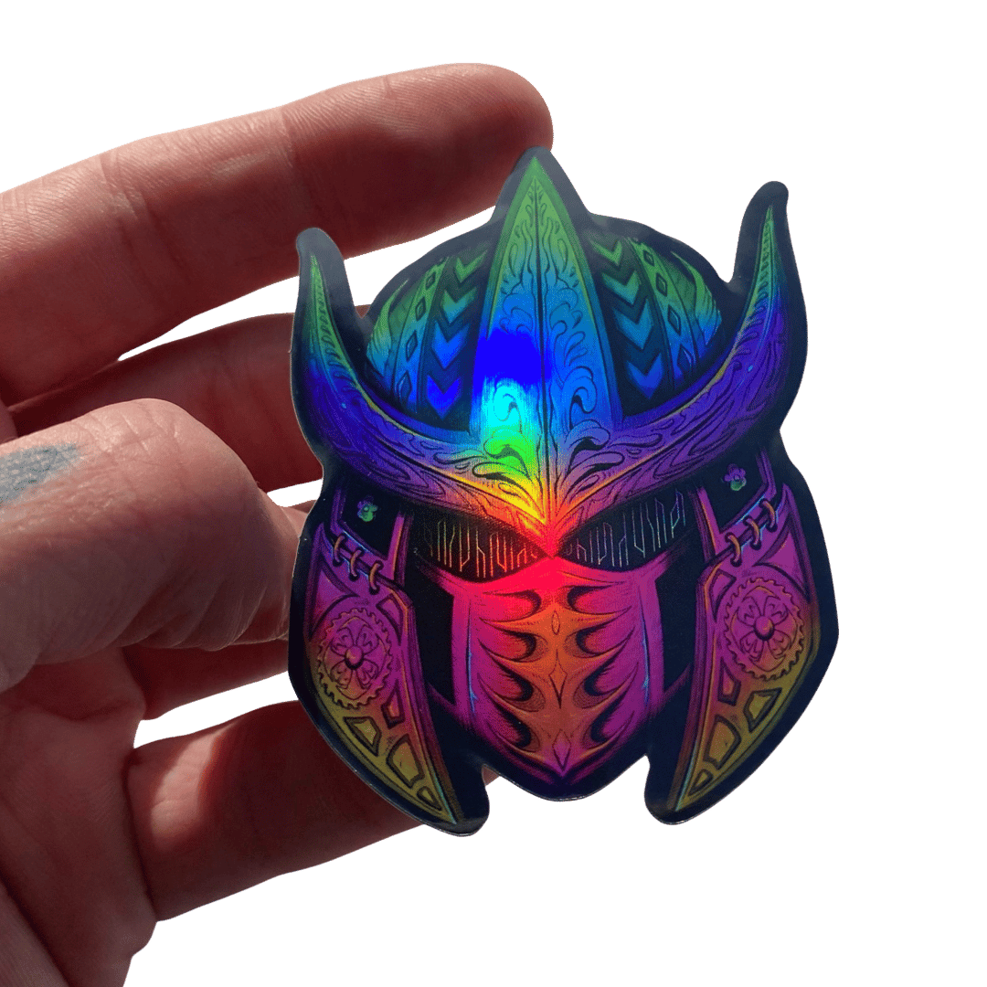 Ornate Helm V2 holographic sticker | CROM WORX