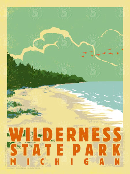 Wilderness State Park Michigan Vintage Style Travel Poster Art | Print ...