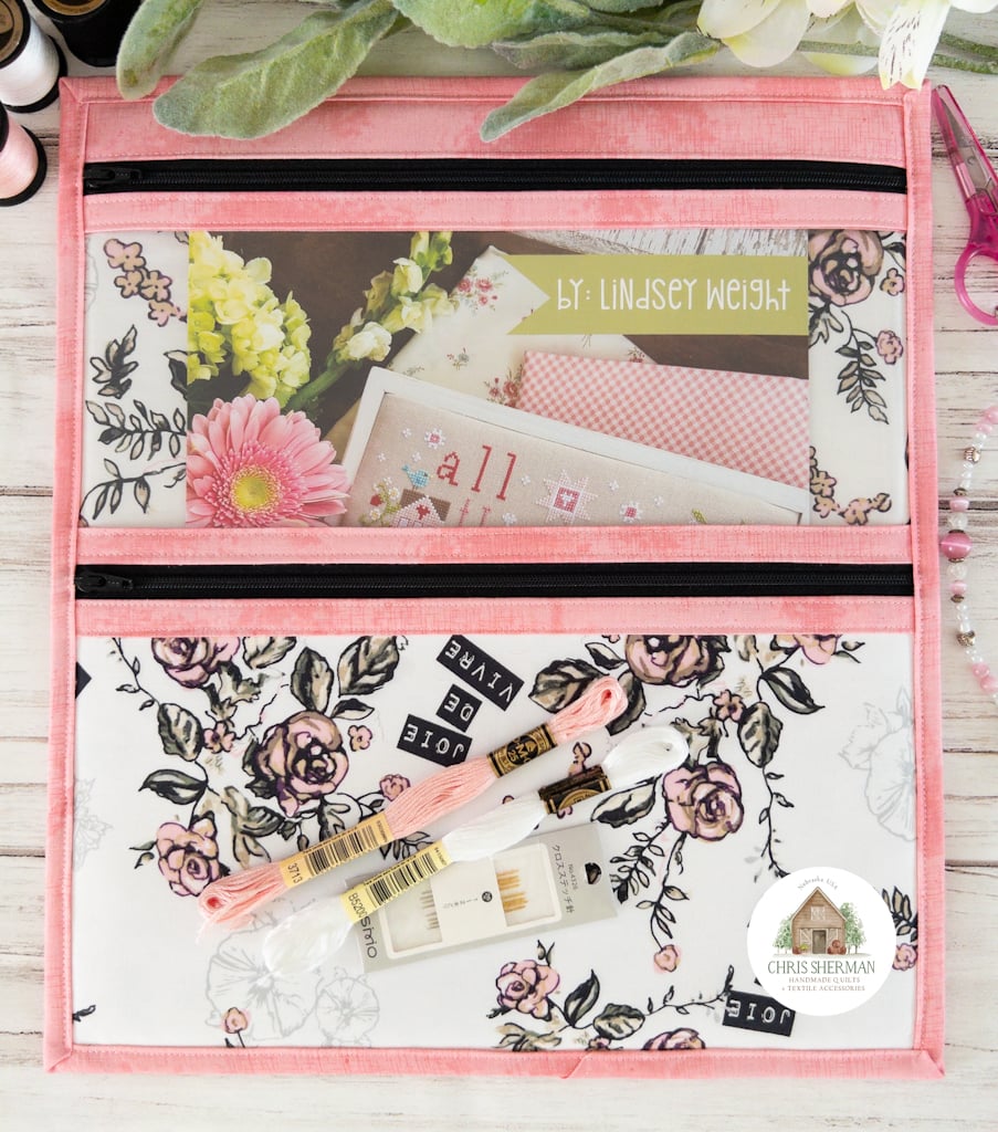 Winding Rainbows — Pocket Project Bag/Finished/Art Gallery Roses/Pink Bind