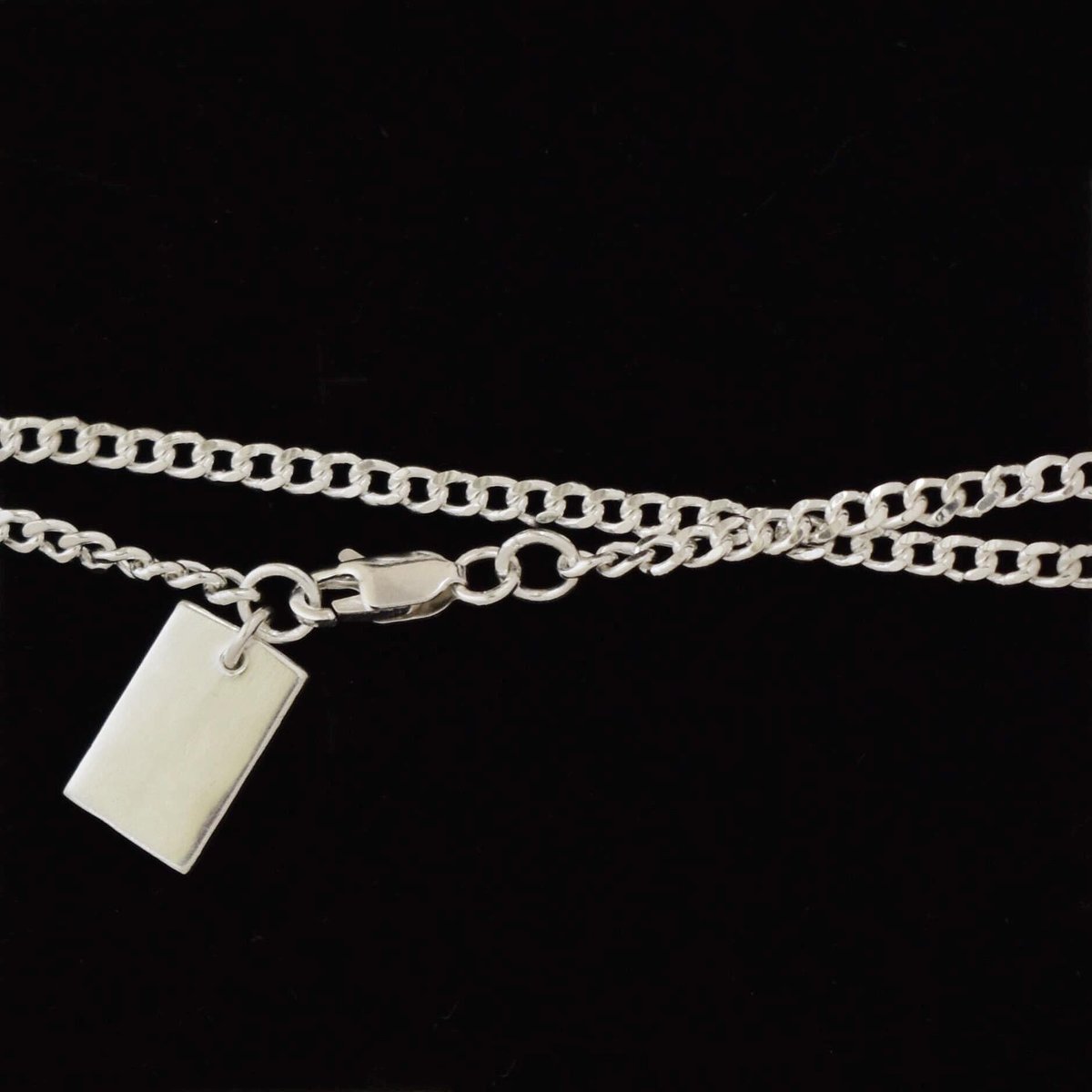 Classic Curb x Rectangle Tag 950 silver chain necklace | The Dead Bird ...