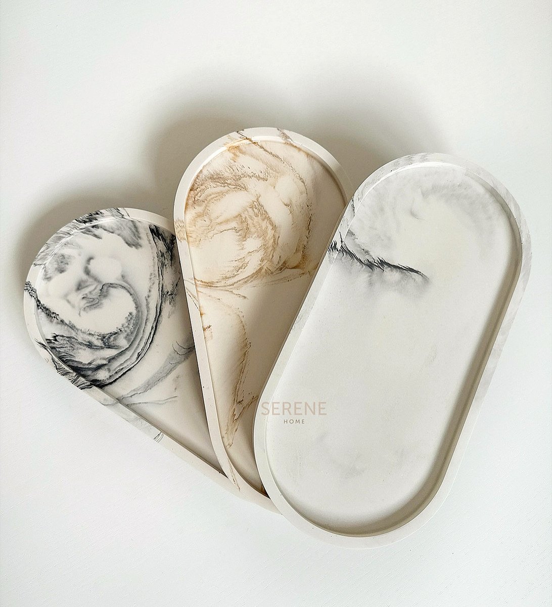 Large Marble effect oval tray | Serene Home
